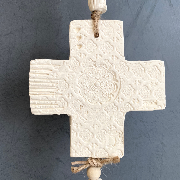 Handmade Ceramic Cross Estilo medium matte white – Caroline C