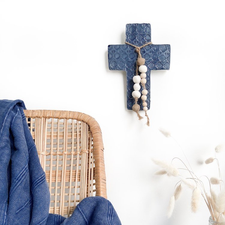 Handmade Ceramic Cross Moroccan Indigo – Caroline C