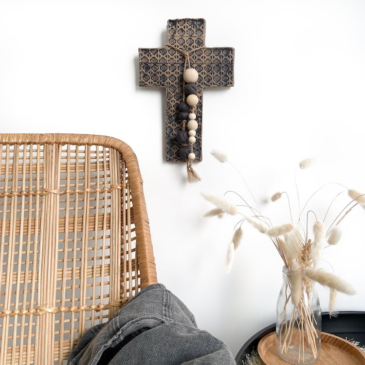 Handmade Ceramic Cross Moroccan grit and black – Caroline C