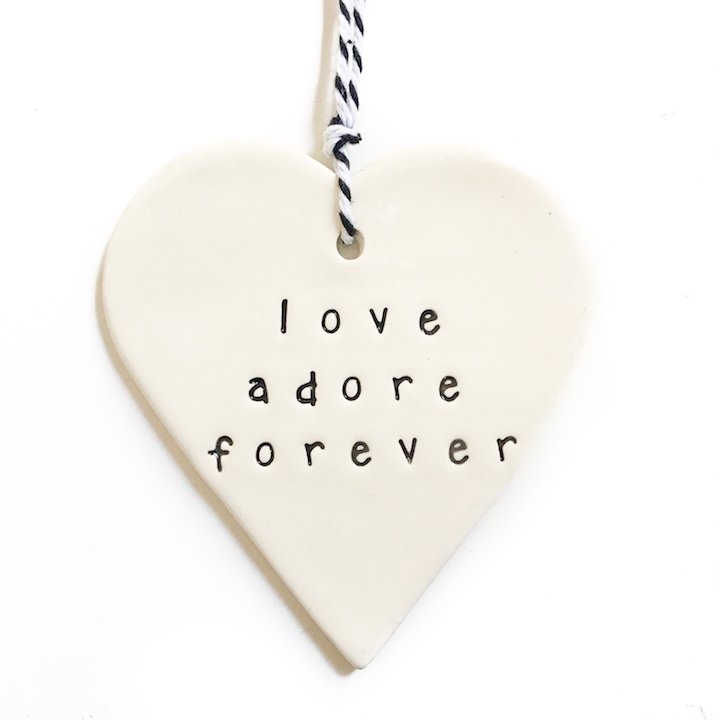 Handmade ceramic tag heart love adore forever – Caroline C