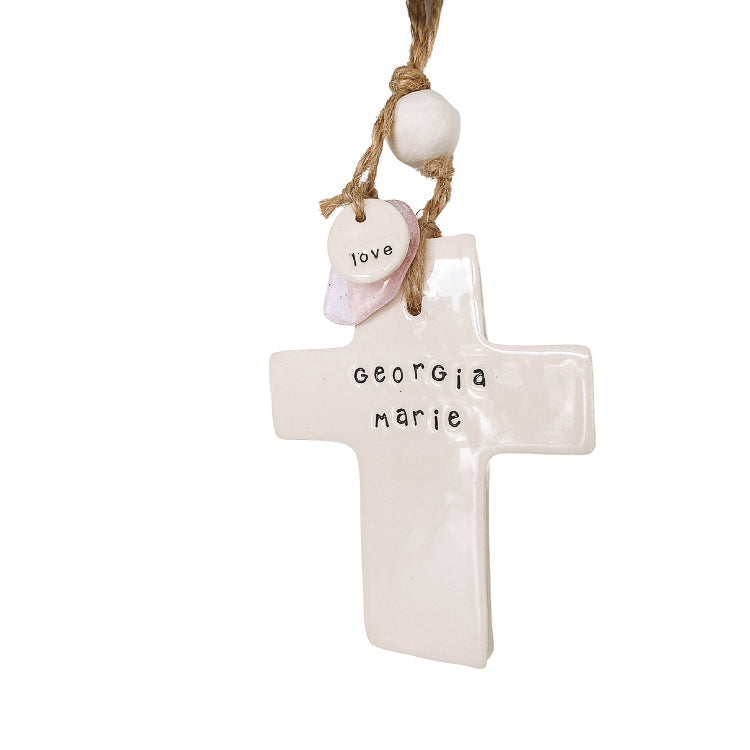 Handmade Ceramic Personalised Cross – Caroline C