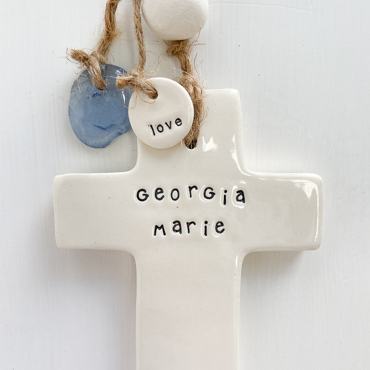 Handmade Ceramic Personalised Cross – Caroline C